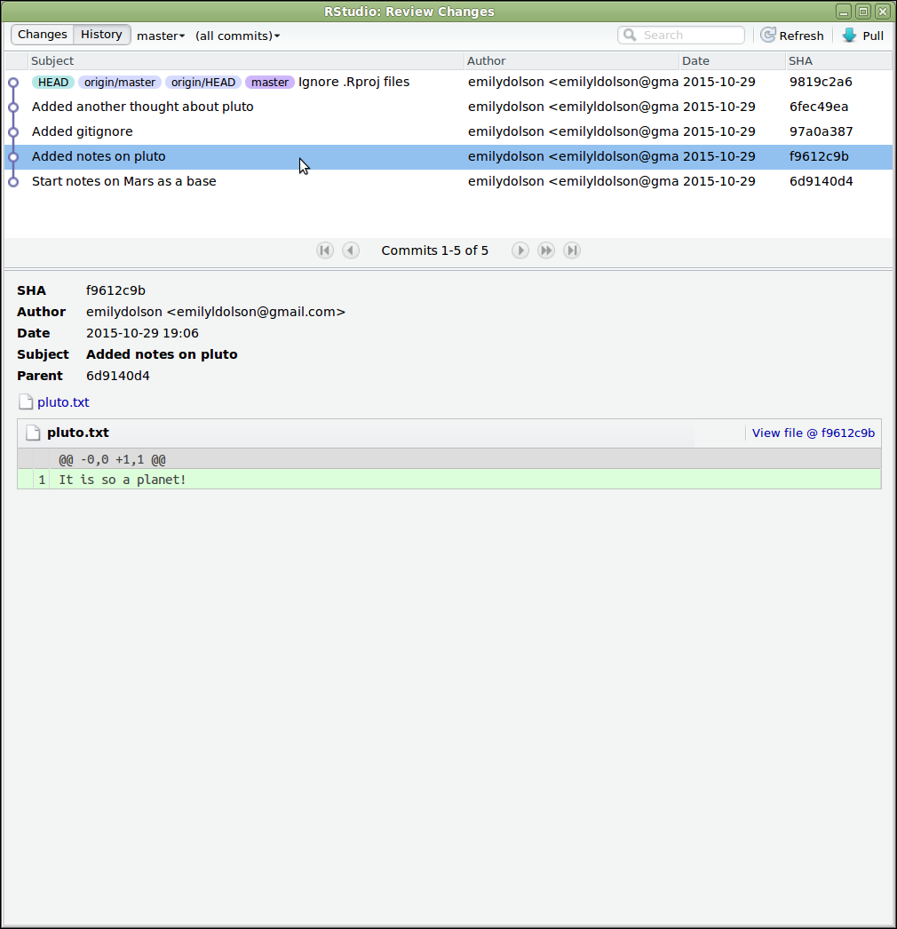 Version Control with Git: Supplemental: Using Git from RStudio